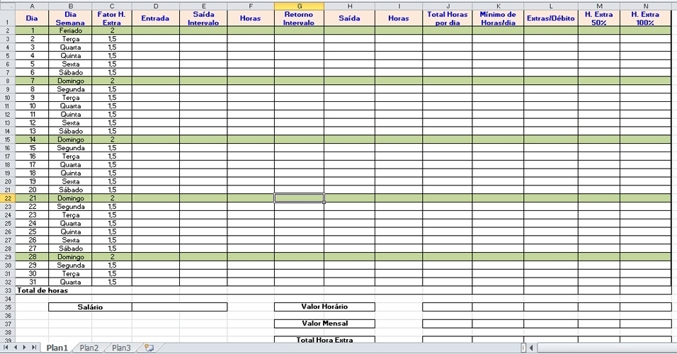 Saiba como usar o Excel para calcular valor de horas extras - BOL Fotos ...